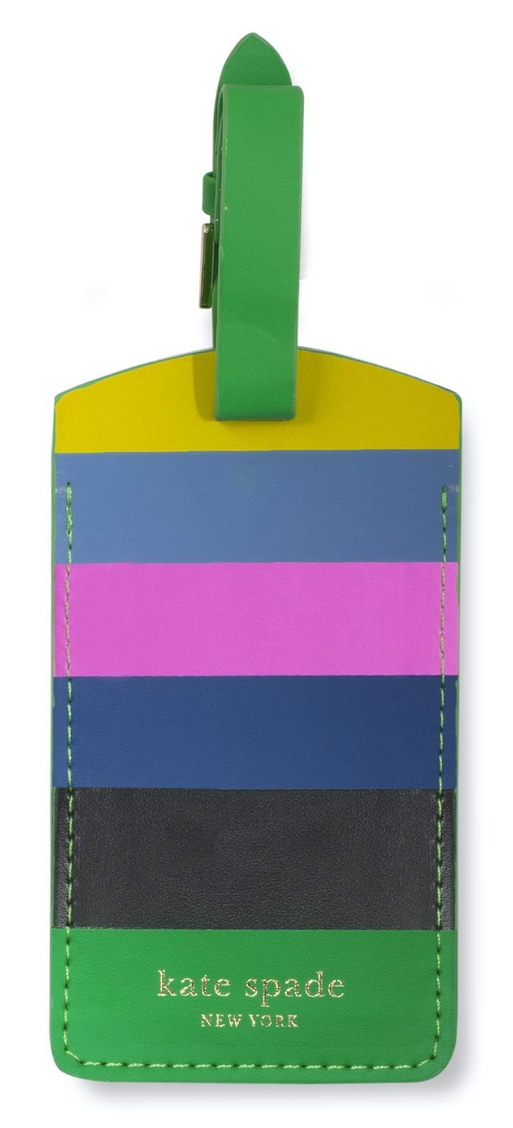 Kate Spade New York Vegan Leather Luggage Tag for Women, Durable Suitcase ID Tag, Enchanted Stripe