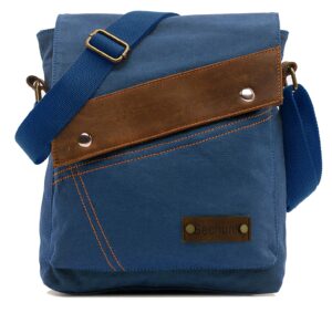 sechunk canvas shoulder bags crossbody bags messenger bags purse for men women (blue，small)