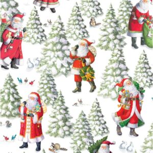 caspari woodland santa gift wrapping paper - 30 in. x 8 ft. roll