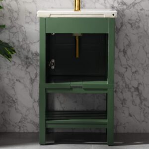 UrbanFurnishing.net Bailey 20" Single Bathroom Vanity with Porcelain Top - Green