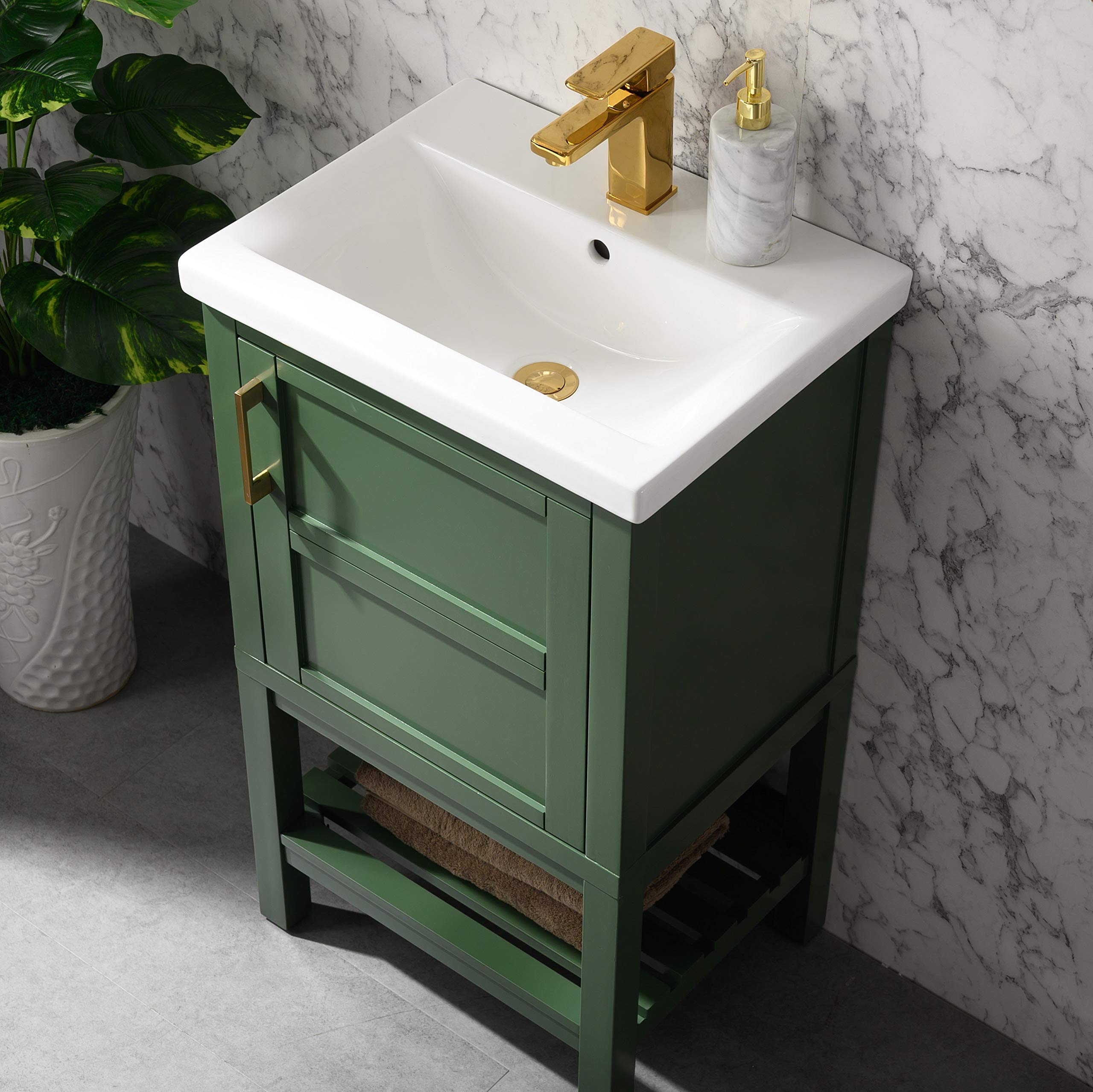 UrbanFurnishing.net Bailey 20" Single Bathroom Vanity with Porcelain Top - Green