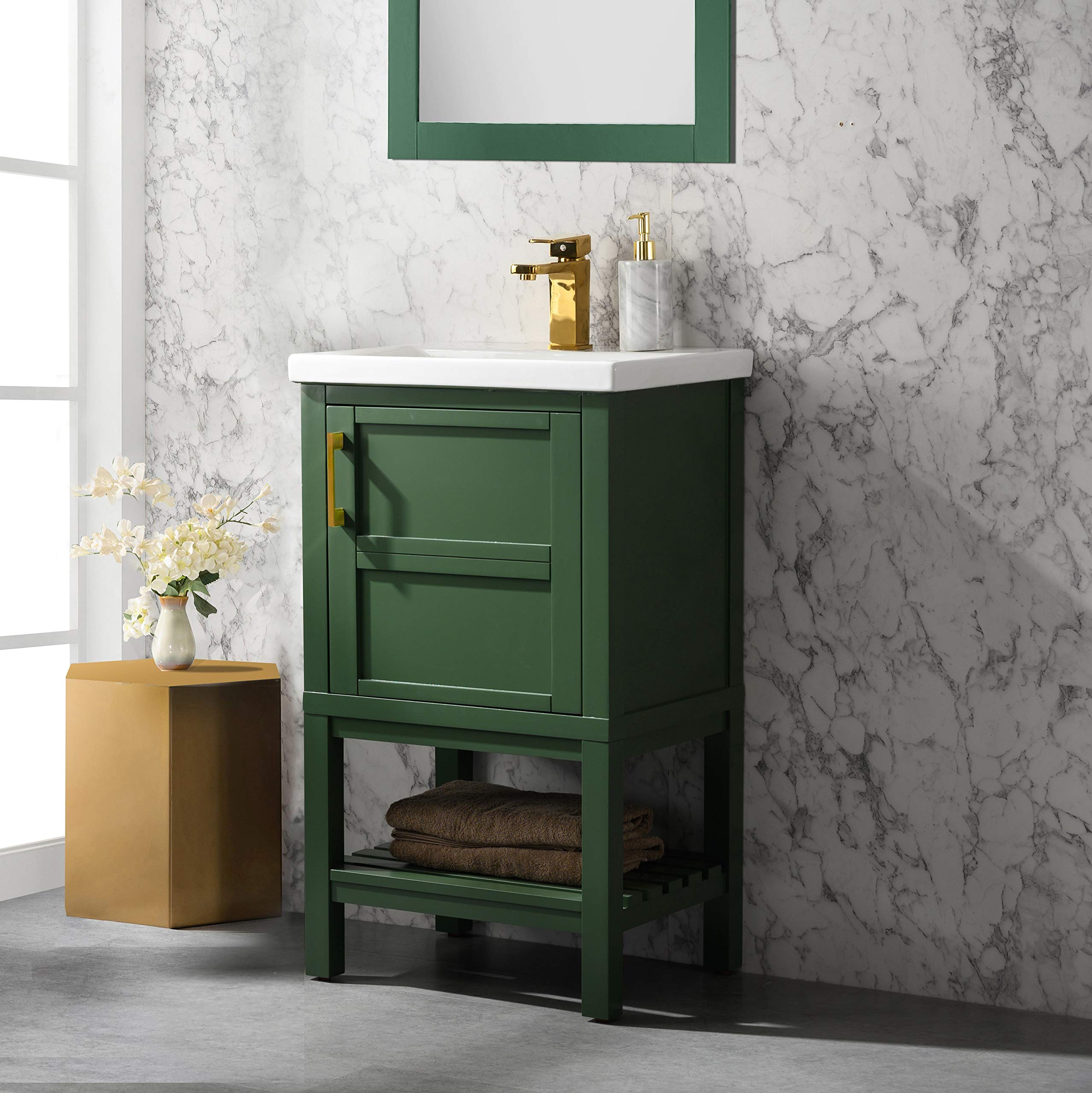 UrbanFurnishing.net Bailey 20" Single Bathroom Vanity with Porcelain Top - Green