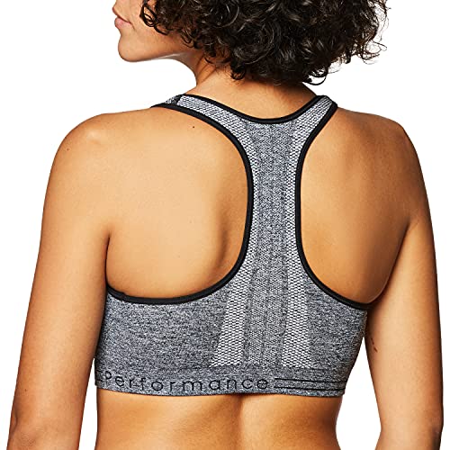 Calvin Klein Women's Premium Performance Moisture Wicking Medium Impact Reversible Sports Bra, Heather Grey Black, Small