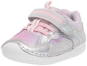 stride rite baby girls soft motion kylo sneaker, silver/multi, 4 infant us