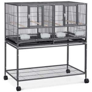 topeakmart divided breeder parakeet canary lovebird finch budgie bird cages w/rolling stand 1 pack