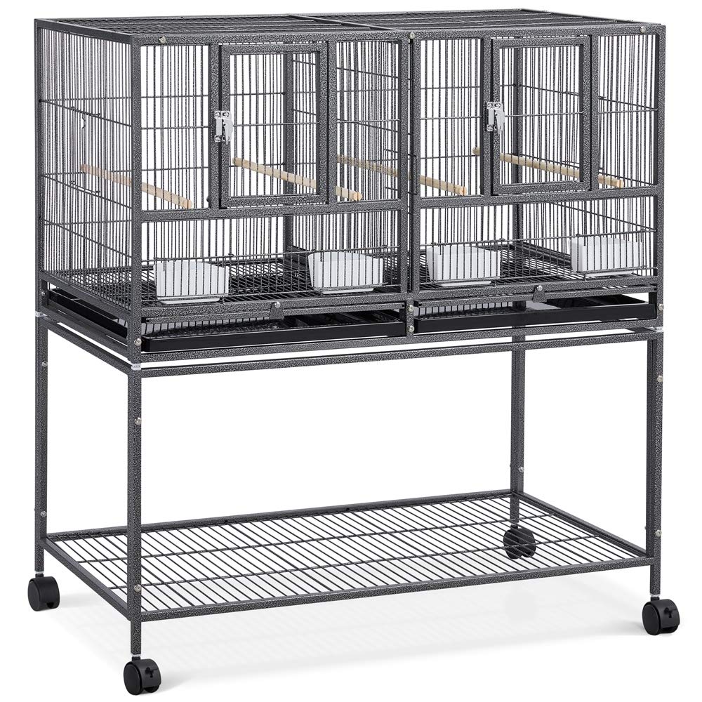 Topeakmart Divided Breeder Parakeet Canary Lovebird Finch Budgie Bird Cages W/Rolling Stand 1 Pack