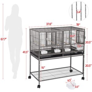 Topeakmart Divided Breeder Parakeet Canary Lovebird Finch Budgie Bird Cages W/Rolling Stand 1 Pack