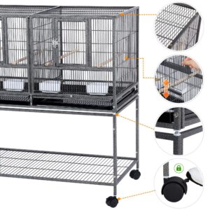 Topeakmart Divided Breeder Parakeet Canary Lovebird Finch Budgie Bird Cages W/Rolling Stand 1 Pack