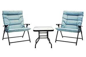 sun-ray 213028 folding chairs with cushions and table, aqua