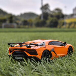 BEZGAR Remote Control Car Licensed RC Car, 1:24 Lambo Toy Car for Kids, Lambo Aventador SVJ Remote Control Model Car Electric Sport Racing Hobby Car for 3 4 5 Year Old Boy Birthday Gift (Orange)