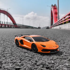 BEZGAR Remote Control Car Licensed RC Car, 1:24 Lambo Toy Car for Kids, Lambo Aventador SVJ Remote Control Model Car Electric Sport Racing Hobby Car for 3 4 5 Year Old Boy Birthday Gift (Orange)