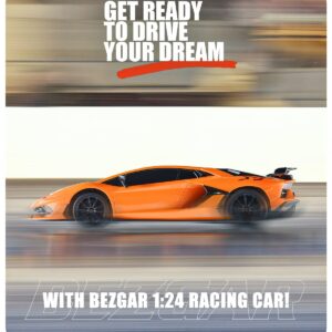 BEZGAR Remote Control Car Licensed RC Car, 1:24 Lambo Toy Car for Kids, Lambo Aventador SVJ Remote Control Model Car Electric Sport Racing Hobby Car for 3 4 5 Year Old Boy Birthday Gift (Orange)