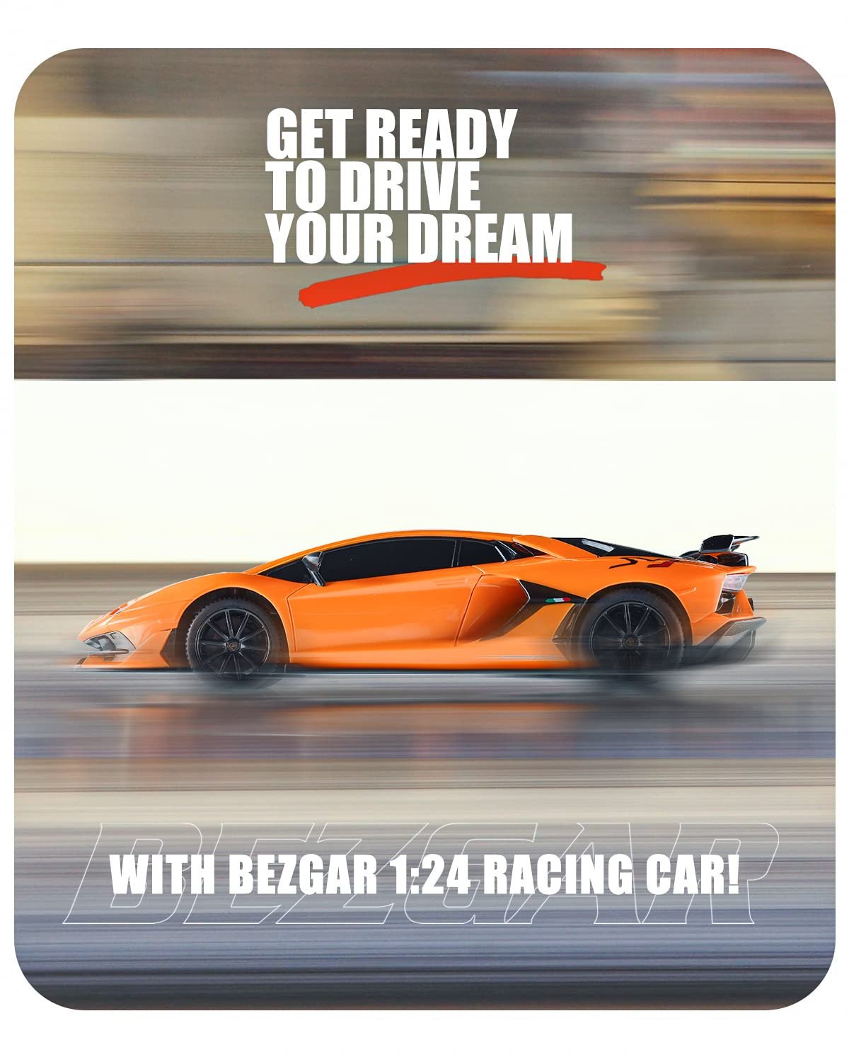 BEZGAR Remote Control Car Licensed RC Car, 1:24 Lambo Toy Car for Kids, Lambo Aventador SVJ Remote Control Model Car Electric Sport Racing Hobby Car for 3 4 5 Year Old Boy Birthday Gift (Orange)