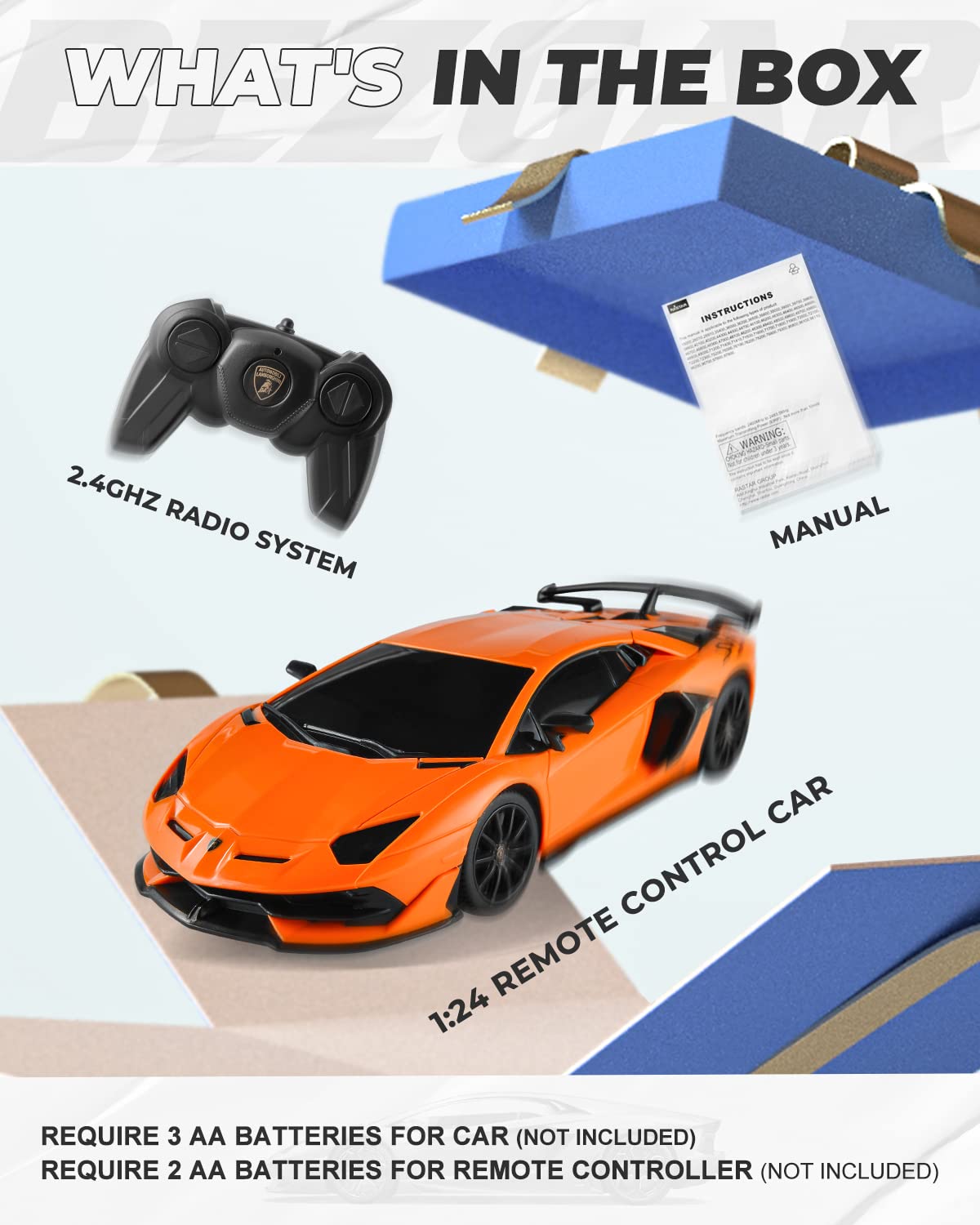 BEZGAR Remote Control Car Licensed RC Car, 1:24 Lambo Toy Car for Kids, Lambo Aventador SVJ Remote Control Model Car Electric Sport Racing Hobby Car for 3 4 5 Year Old Boy Birthday Gift (Orange)