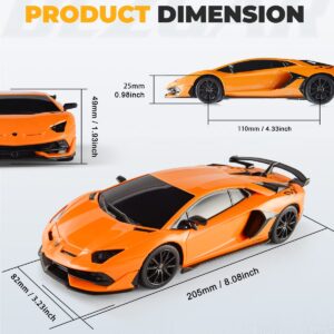 BEZGAR Remote Control Car Licensed RC Car, 1:24 Lambo Toy Car for Kids, Lambo Aventador SVJ Remote Control Model Car Electric Sport Racing Hobby Car for 3 4 5 Year Old Boy Birthday Gift (Orange)