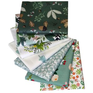 misscrafts 7pcs cotton craft fabric bundle 18" x 22" pre-cut quilt squares fat quarters quilting fabric for sewing crafting patchwork diy scrapbooking nut green