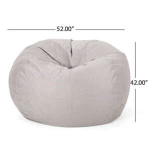 Christopher Knight Home Harrison Modern 5 Foot Microfiber Bean Bag Cover Only, Light Gray, Large