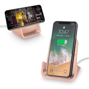 wireless charger yuwiss wireless charging stand cordless charger 10/7.5/5w compatible with iphone 15 14 13 12/12 /11pro max/xr/xs max/xs/x/8/8plus galaxy s22/s21/s9/s9+/s8/s8+ note (rose gold)