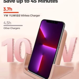 Wireless Charger YUWISS Wireless Charging Stand Cordless Charger 10/7.5/5W Compatible with iPhone 15 14 13 12/12 /11Pro Max/XR/XS Max/XS/X/8/8Plus Galaxy S22/S21/S9/S9+/S8/S8+ Note (Rose Gold)