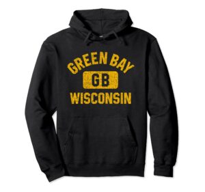 green bay wisconsin gb gym style distressed amber print pullover hoodie