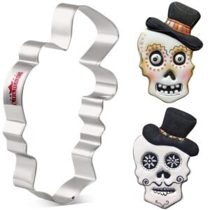 liliao halloween skull with hat cookie cutter - 3.4 x 5.4 inches - stainless steel - by janka