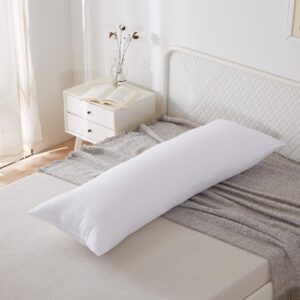 acanva fluffy bed sleeping side sleeper body pillow insert, extra-long 20” x 72”, white