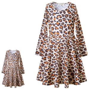 perfashion 18" doll leopard print outfit girl matching american doll dress winter long sleeve 6 7