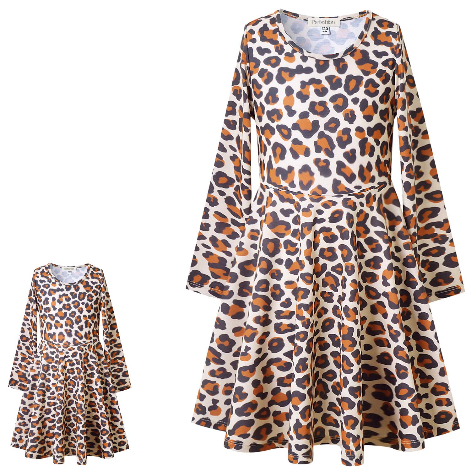 Perfashion 18" Doll Leopard Print Outfit Girl Matching American Doll Dress Winter Long Sleeve 6 7