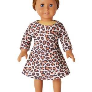 Perfashion 18" Doll Leopard Print Outfit Girl Matching American Doll Dress Winter Long Sleeve 6 7