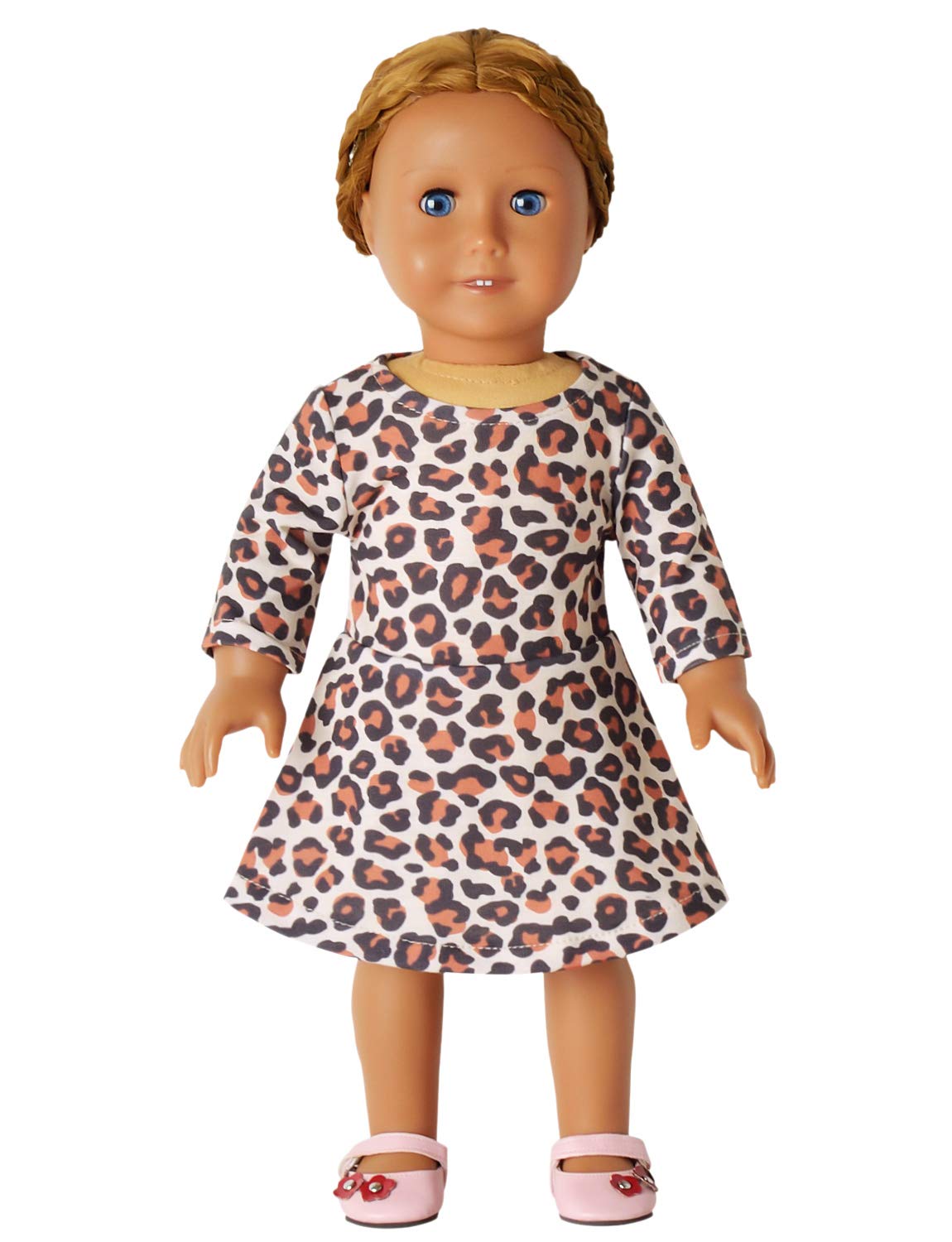 Perfashion 18" Doll Leopard Print Outfit Girl Matching American Doll Dress Winter Long Sleeve 6 7