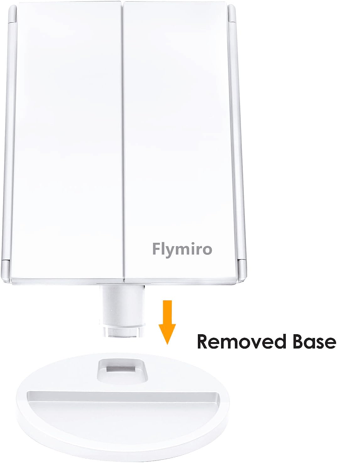 Flymiro Tri-fold Lighted Vanity Makeup Mirror with 3x/2x/1x Magnification, 21Leds Light and Touch Screen,180 Degree Free Rotation Countertop Travel Cosmetic Mirror (White)