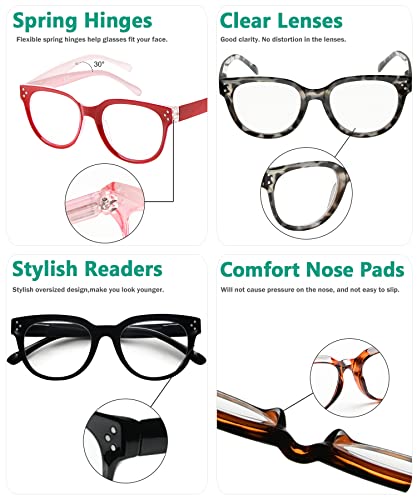 Eyekepper 4-packing Thick Sturdy Reading Glasses Women Stylish Large Readers