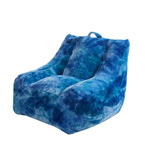 Urban Lifestyle Supportive Faux Fur Bean Bag with Pocket, Cool Tie Dye, Large