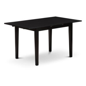 east west furniture norfolk kitchen rectangle dining table top with butterfly leaf, 32x54 inch, nft-blk-t