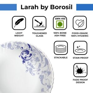 Borosil Gourmet Dinnerware Set For 6, 35 Pieces, White Dinner Plates and Bowls Sets, Chip Resistant Tempered Opal Glass, Stain Resistant, Dishwasher & Microwave Safe Dinner Set For Gifting