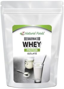 z natural foods whey protein powder isolate, unsweetened protein powder enriched with vital proteins for weight loss, 100% pure, gluten free, non-gmo, kosher, 5 lb