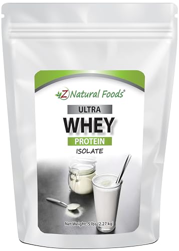 Z Natural Foods Whey Protein Powder Isolate, Unsweetened Protein Powder Enriched with Vital Proteins for Weight Loss, 100% Pure, Gluten Free, Non-GMO, Kosher, 5 lb