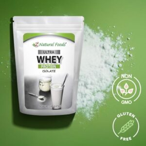 Z Natural Foods Whey Protein Powder Isolate, Unsweetened Protein Powder Enriched with Vital Proteins for Weight Loss, 100% Pure, Gluten Free, Non-GMO, Kosher, 5 lb