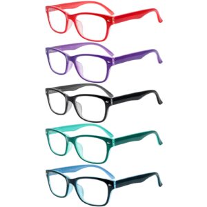 sigvan reading glasses 5 packs blue light blocking eyeglasses quality spring hinge colorful computer readers for women men (5 mix, 1.0, multiplier_x)