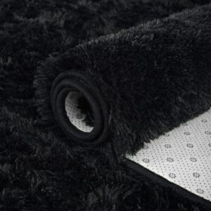 ISEAU Rugs for Living Room Fluffy Area Rug Carpets Soft Shaggy 6x9 Feet Rugs for Bedroom, Fuzzy and Comfy Shag Large Rug for Teen's Dorm Boys Kids Nursery Room Decor, Black