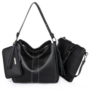 Montana West Shoulder Bag For Women Hobo Bags Crossbody Black Purse Women's Shoulder Leather Handbags MWC-1001S-3BK