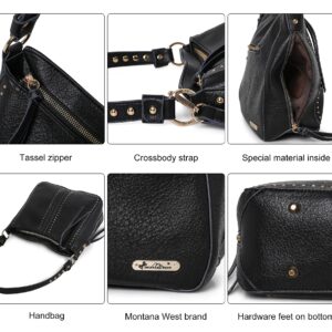 Montana West Shoulder Bag For Women Hobo Bags Crossbody Black Purse Women's Shoulder Leather Handbags MWC-1001S-3BK