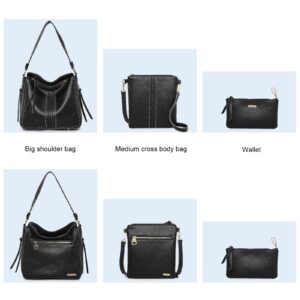 Montana West Shoulder Bag For Women Hobo Bags Crossbody Black Purse Women's Shoulder Leather Handbags MWC-1001S-3BK