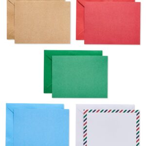 American Greetings Blank Note Cards with Envelopes, Kraft, Red, Green and Blue (200-Count)