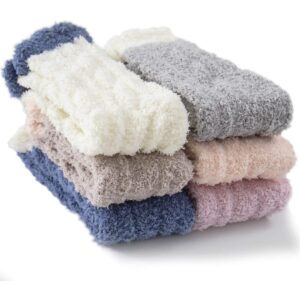 tehook fuzzy socks for women, warm soft fluffy socks thick cozy plush sock winter socks for women 6 pairs