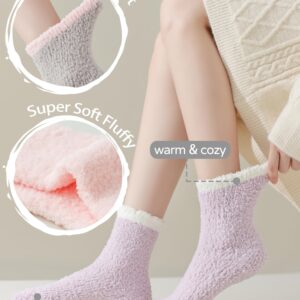 TEHOOK Fuzzy Socks for Women, Warm Soft Fluffy Socks Thick Cozy Plush Sock Winter Socks for Women 6 Pairs