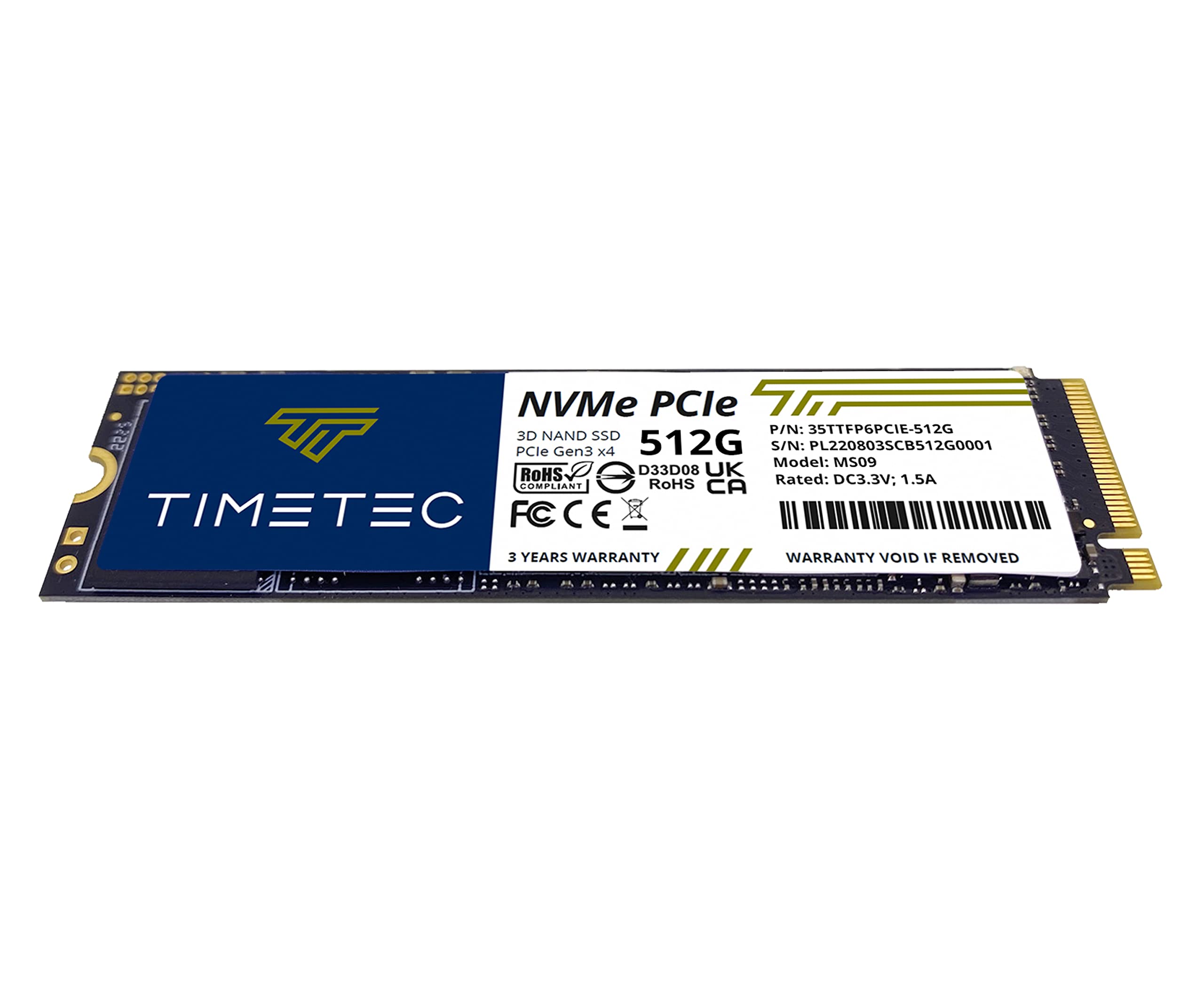 Timetec 512GB SSD NVMe PCIe Gen3x4 8Gb/s M.2 2280 3D NAND High Performance SLC Cache Read/Write Speed Up to 2,000/1,600 MB/s Internal Solid State Drive for PC Laptop and Desktop