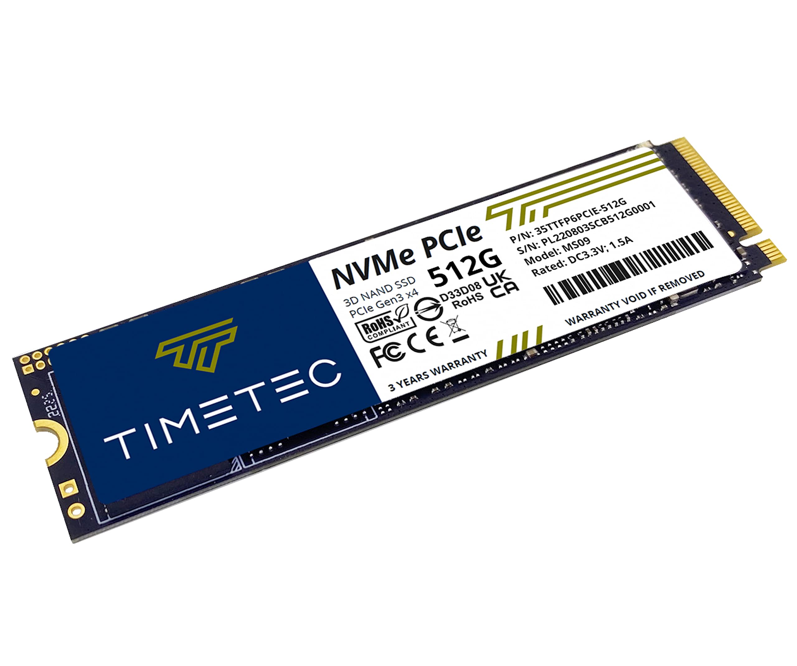 Timetec 512GB SSD NVMe PCIe Gen3x4 8Gb/s M.2 2280 3D NAND High Performance SLC Cache Read/Write Speed Up to 2,000/1,600 MB/s Internal Solid State Drive for PC Laptop and Desktop