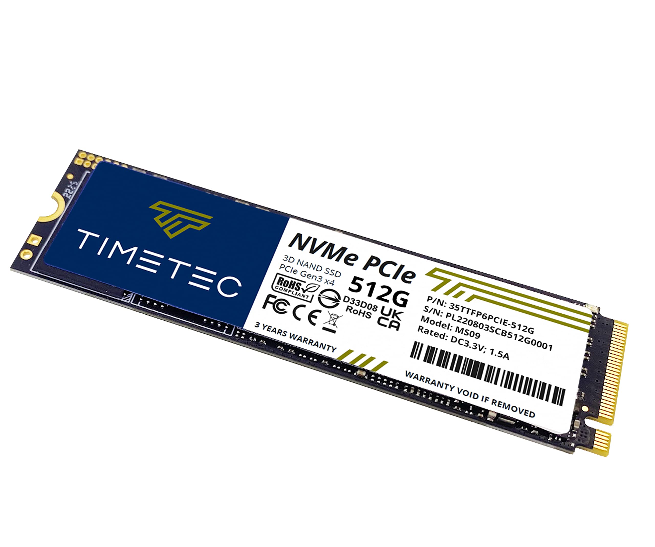 Timetec 512GB SSD NVMe PCIe Gen3x4 8Gb/s M.2 2280 3D NAND High Performance SLC Cache Read/Write Speed Up to 2,000/1,600 MB/s Internal Solid State Drive for PC Laptop and Desktop