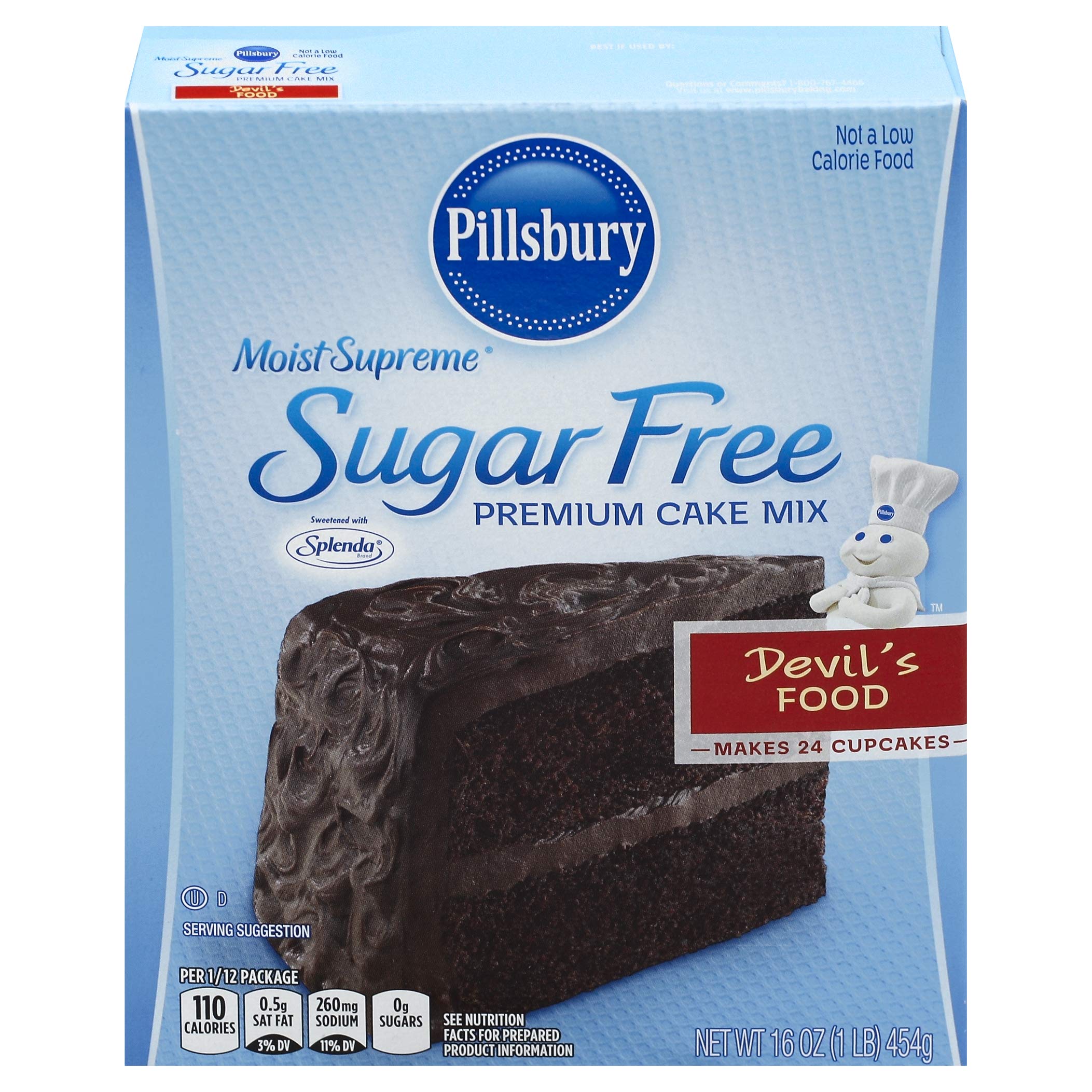 Pillsbury Moist Supreme Sugar Free Devil's Food Premium Cake Mix, 16-Ounce (Pack of 12)